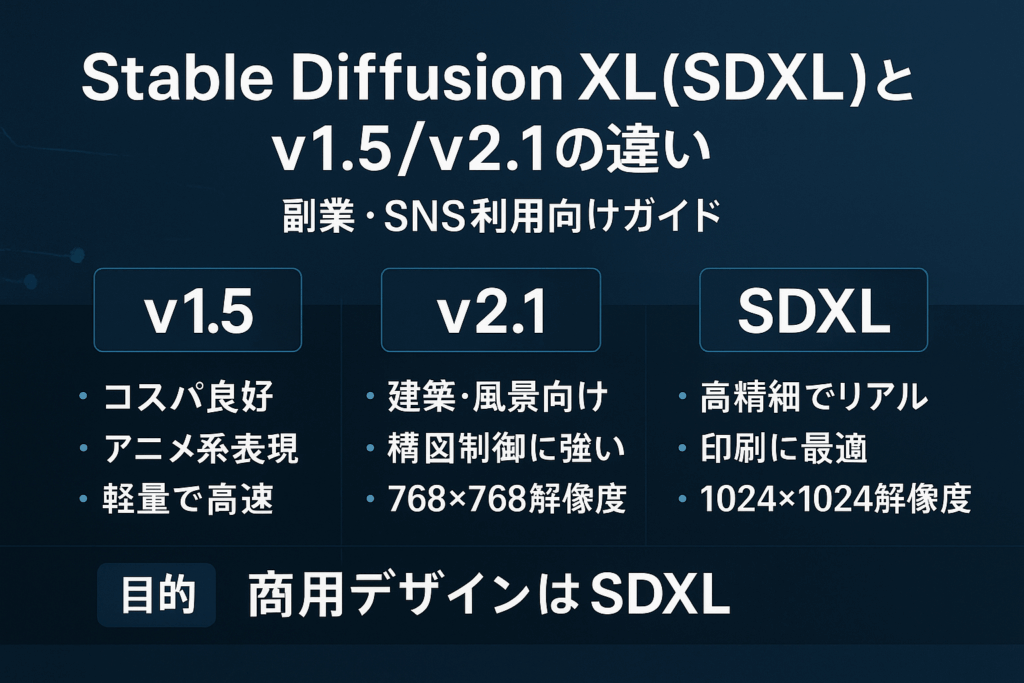 【徹底比較】Stable Diffusion XL（SDXL）とv1.5/v2.1の違いをわかりやすく解説 - bluefrogのAI副業ブログ(仮)