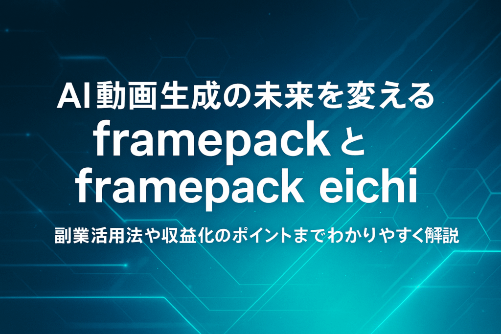 AI動画生成の未来を変えるframepackとframepack eichiの徹底比較と使い方マニュアル 初心者でもできる副業活用法や収益化のポイントまでわかりやすく解説する完全ガイド ...